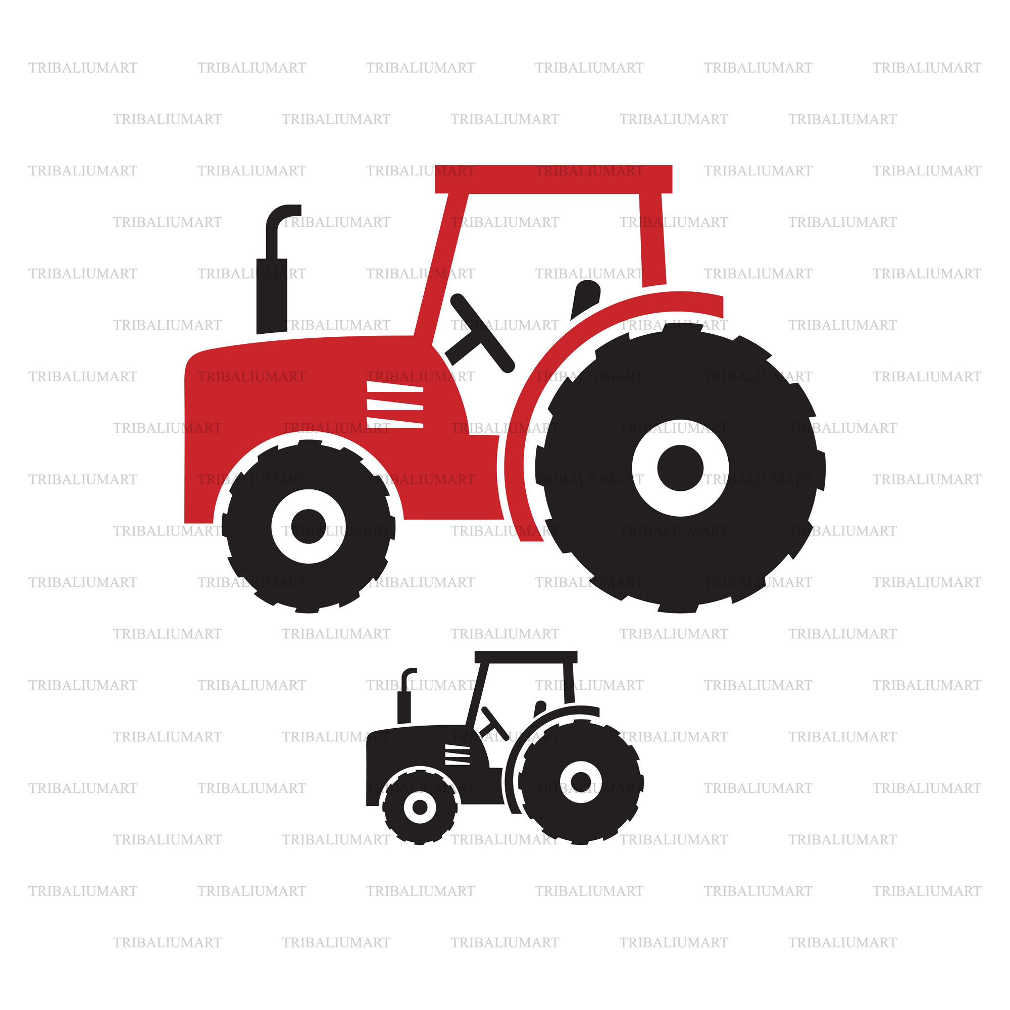 Agricultural Tractor. Cut Files for Cricut. Clip Art Silhouettes (eps ...