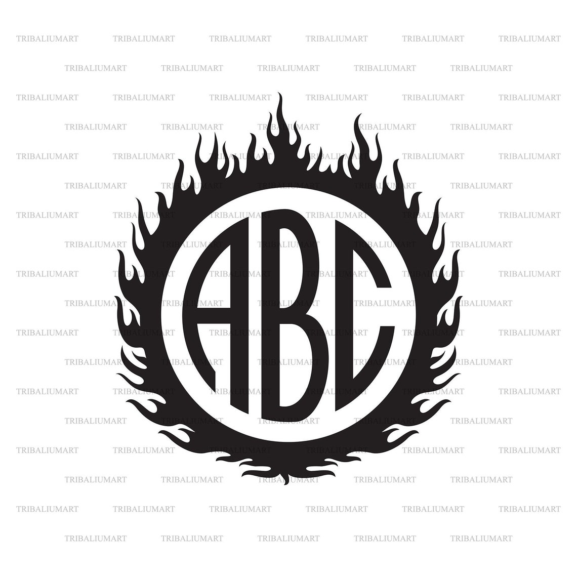 Ring of Fire Monogram. Cut Files for Cricut. Clip Art Silhouette (eps ...