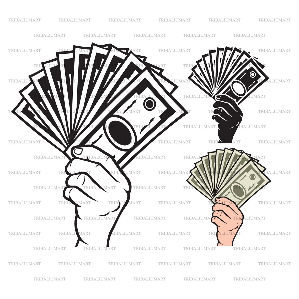 Money in the hand. Cut files for Cricut. Clip Art silhouettes | Etsy