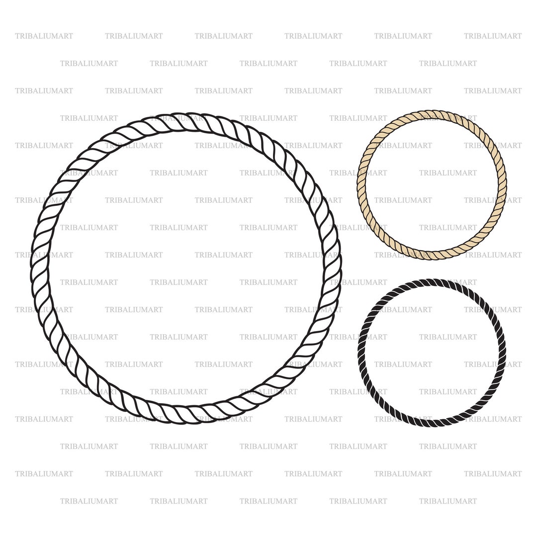 Rope Round Frame (monogram). Cut Files for Cricut. Clip Art Silhouettes ...