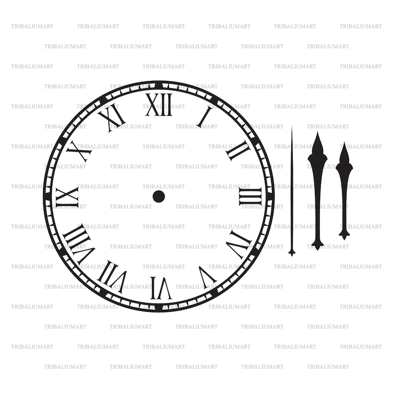 Clock With Roman Numerals and Clock Hands. Cut Files for Cricut. Clip ...