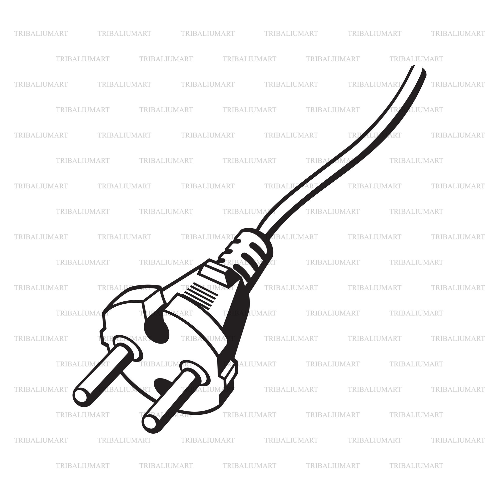 Electric Plug (cable). Cut Files for Cricut. Clip Art (eps, Svg, Pdf ...