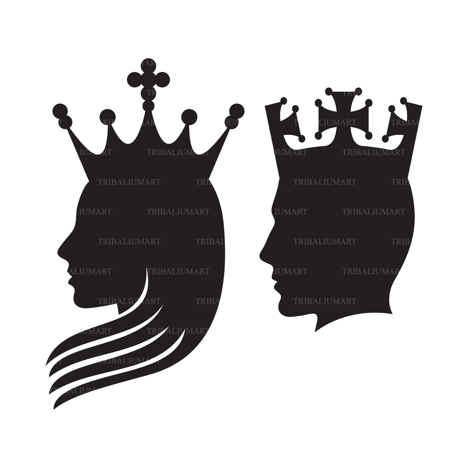 King and Queen Heads Silhouette. Cut Files for Cricut. Clip | Etsy