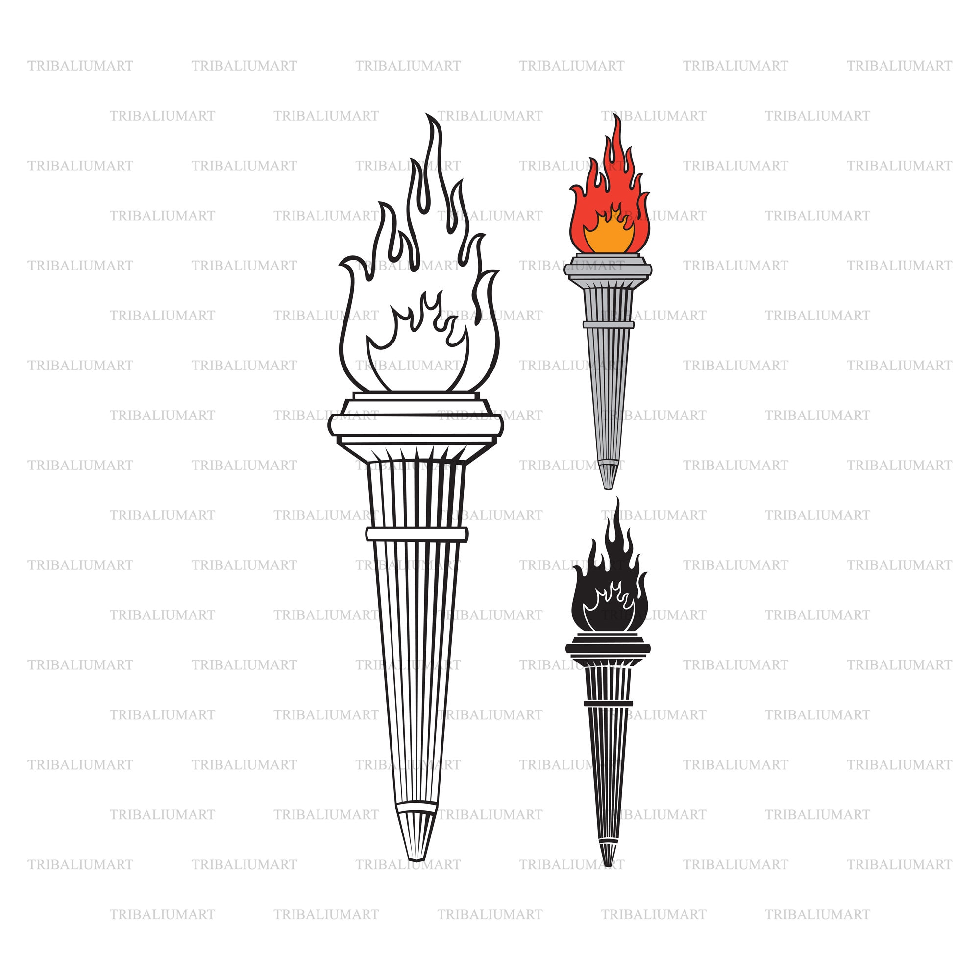 Torch. Cut Files for Cricut. Clip Art Silhouettes eps, Svg, Pdf, Png ...