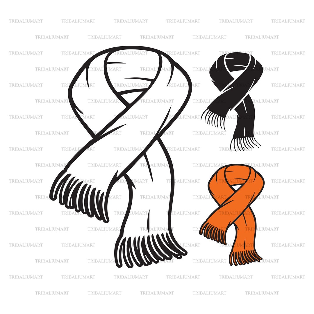 Knitted Scarf. Cut Files for Cricut. Clip Art Silhouettes (eps, Svg ...