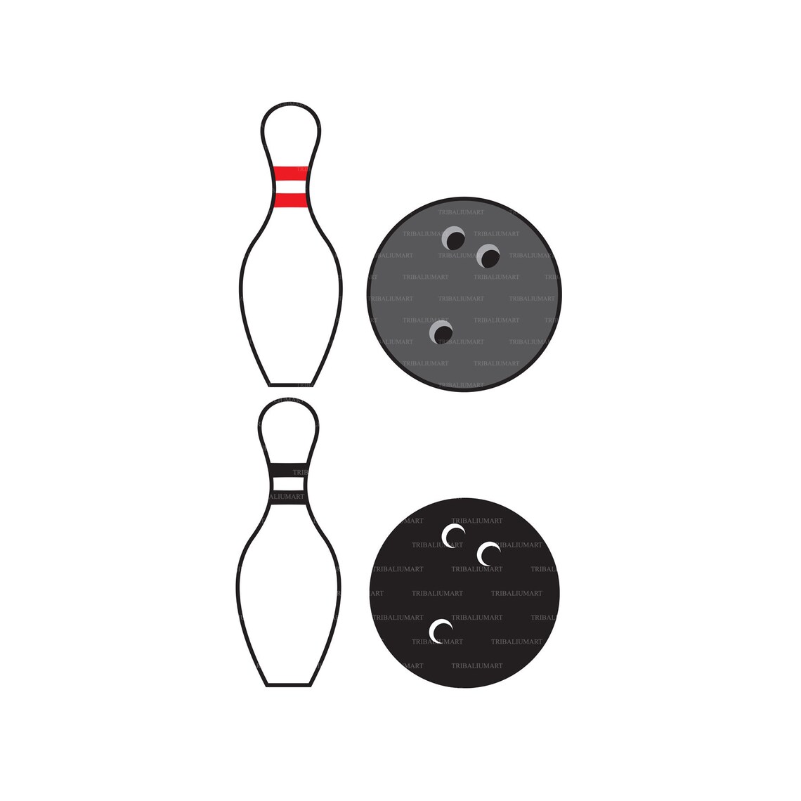 Bowling Pin and Bowling Ball. Cut Files for Cricut. Clip Art - Etsy