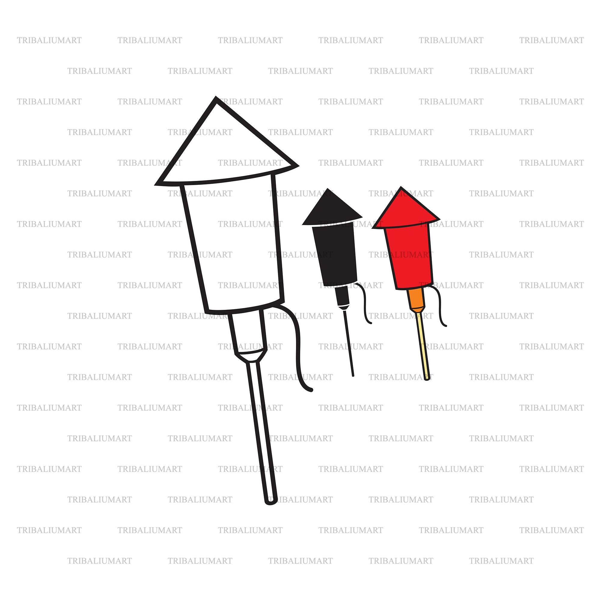 Firework rockets fire cracker. Cut files for Cricut. Clip | Etsy