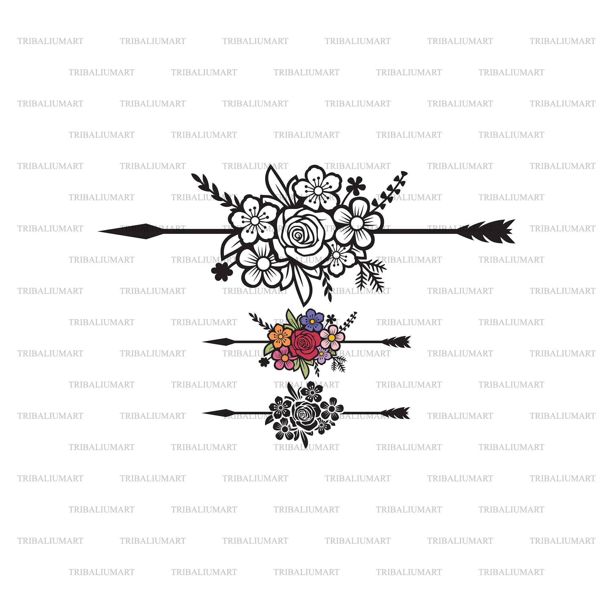 Arrow and Flowers boho Style. Cut Files for Cricut. Clip Art - Etsy