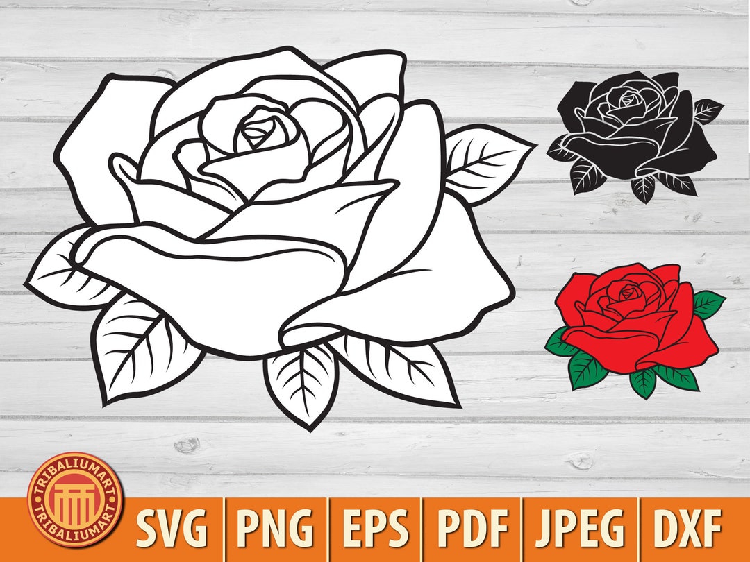 Red Rose. Cut Files for Cricut. Clip Art Silhouettes (eps, Svg, Pdf ...