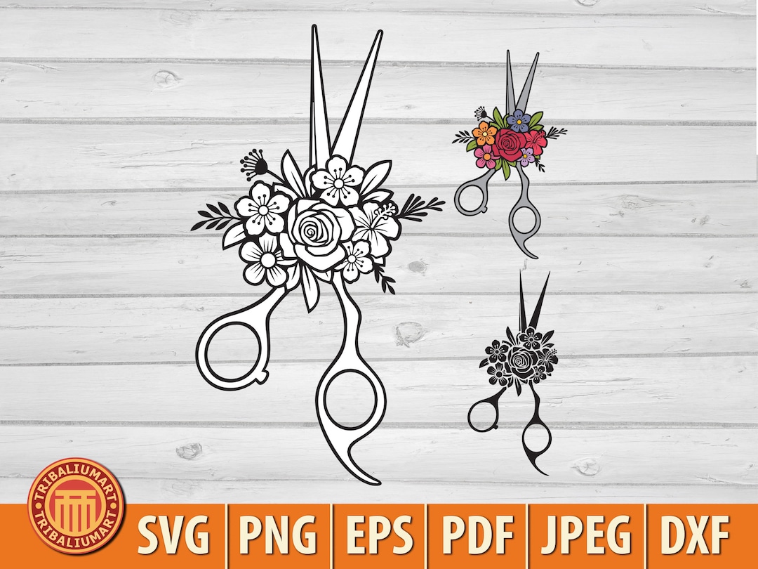 Floral Scissors. Haircut Design With Flowers. Cut Files for Cricut ...