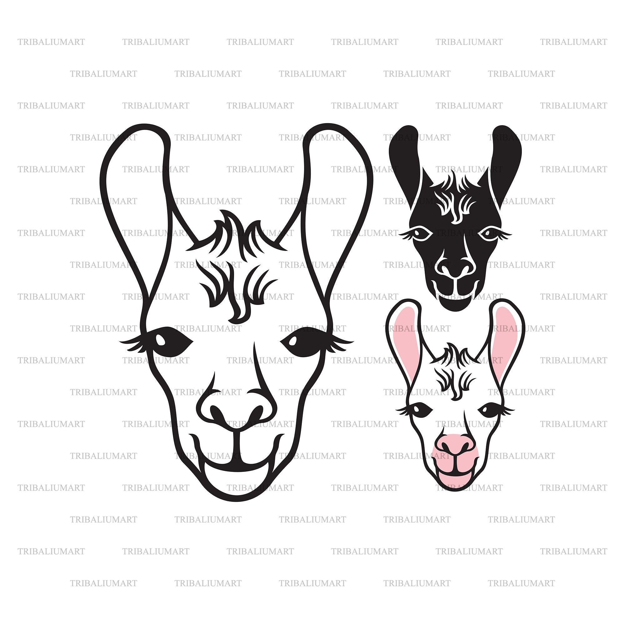 Lama head. Cut files for Cricut. Clip Art silhouette eps | Etsy