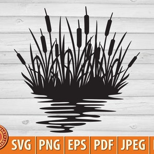 Reeds Silhouette Design. Illustration of Bulrush and Grass. Cut Files ...
