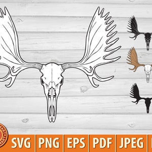 Moose Skull With Antlers. Cut Files for Cricut. Clip Art Silhouettes ...