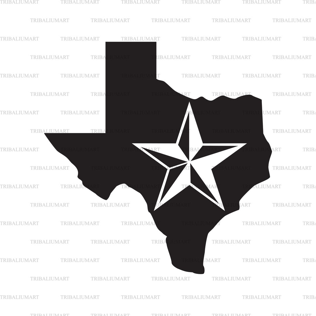 Texas Map and Star (the Lone Star State). Cut Files for Cricut. Clip ...