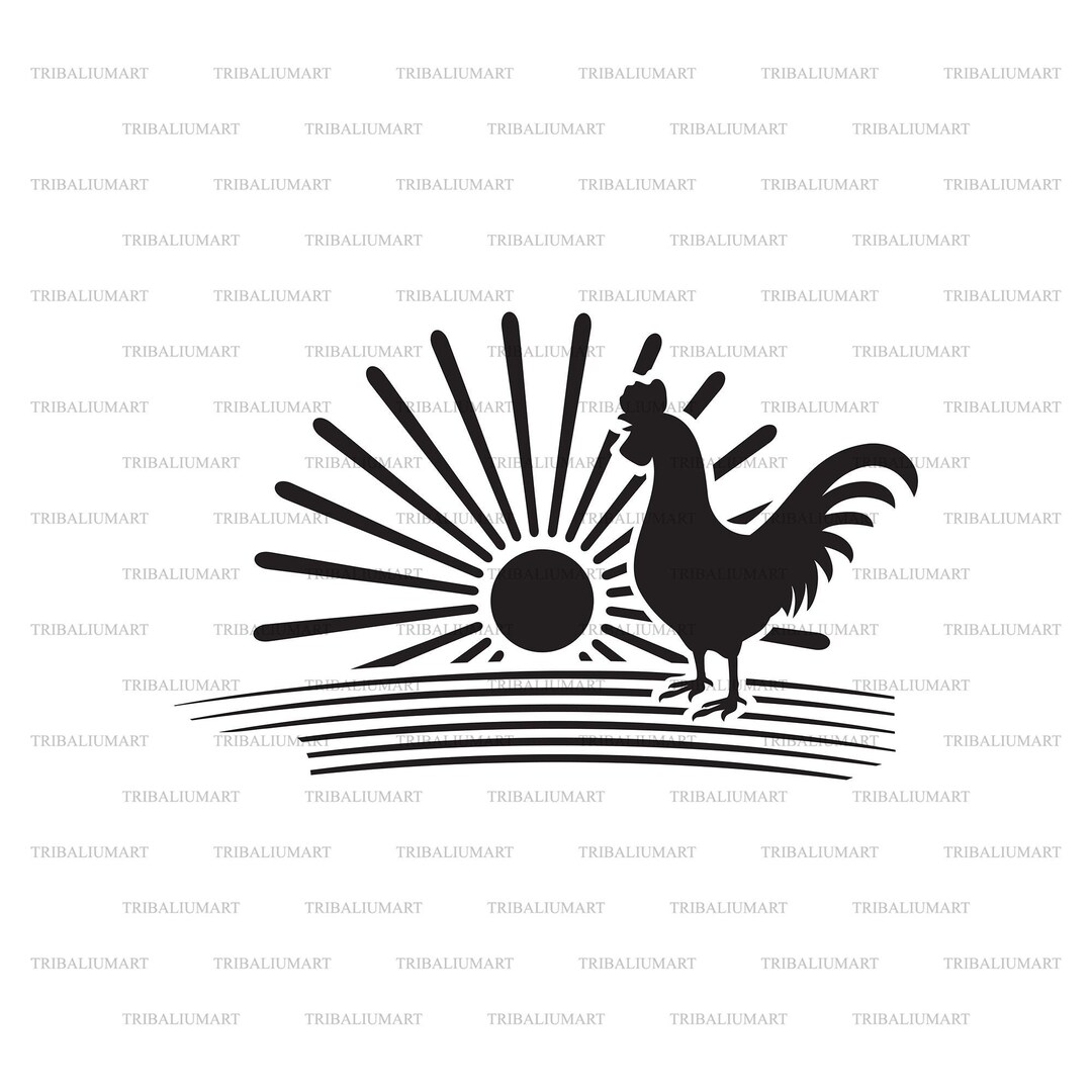 Rooster and Sunrise Design. Cut Files for Cricut. Clip Art Silhouettes ...