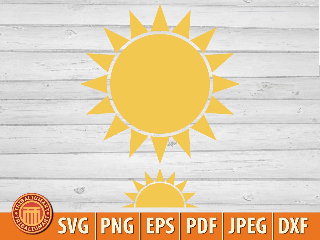 Sun. Cut Files for Cricut. Clip Art Silhouettes eps, Svg, Pdf, Png, Dxf ...
