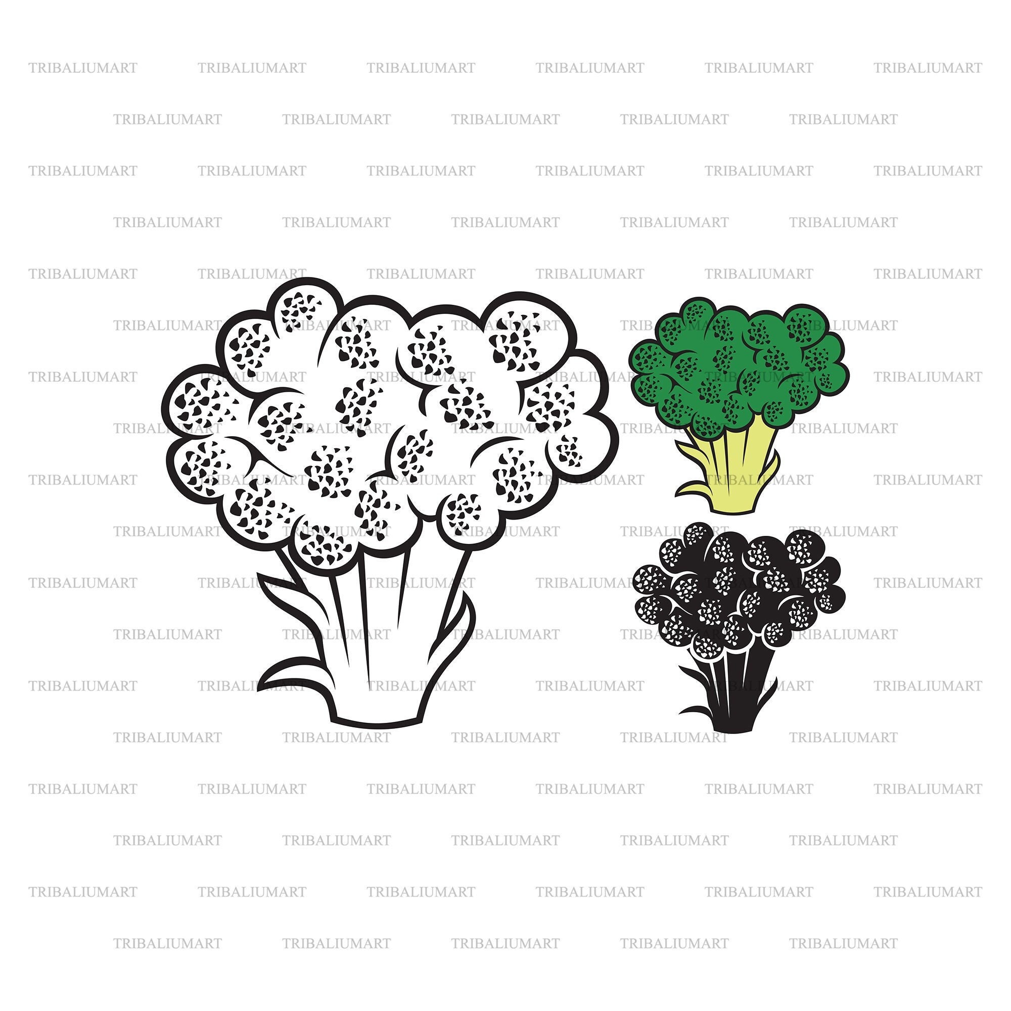 Broccoli. Cut Files for Cricut. Clip Art Silhouette (eps, Svg, Pdf, Png ...