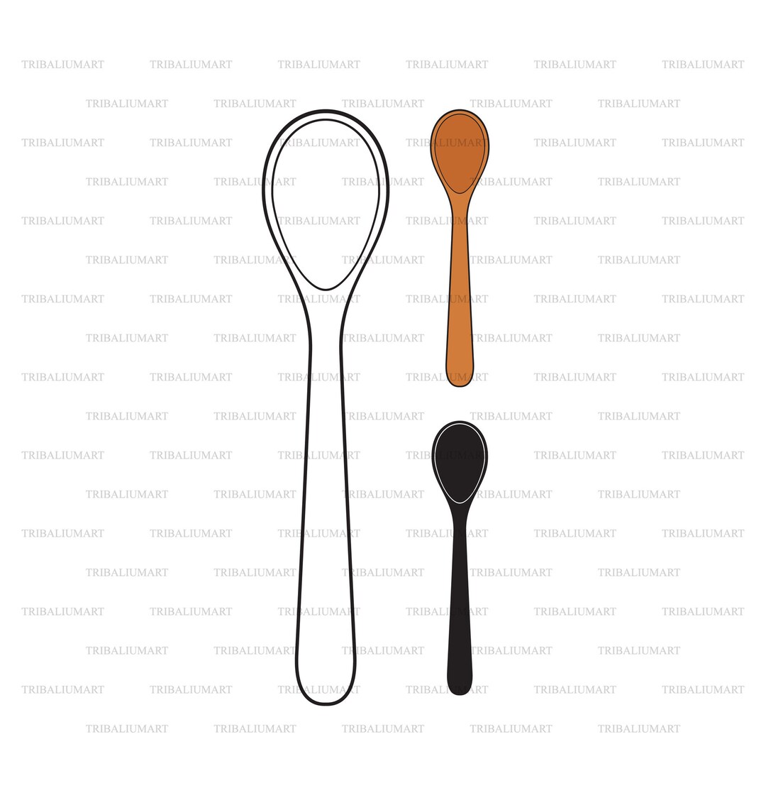 Wooden Spoon. Cut Files for Cricut. Clip Art Silhouettes (eps, Svg, Pdf ...