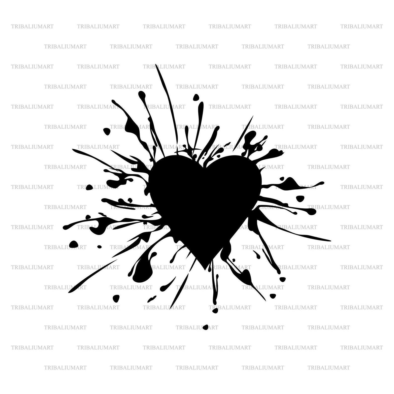 Heart and Paint Stains color Splatter Ink Blot Grunge - Etsy