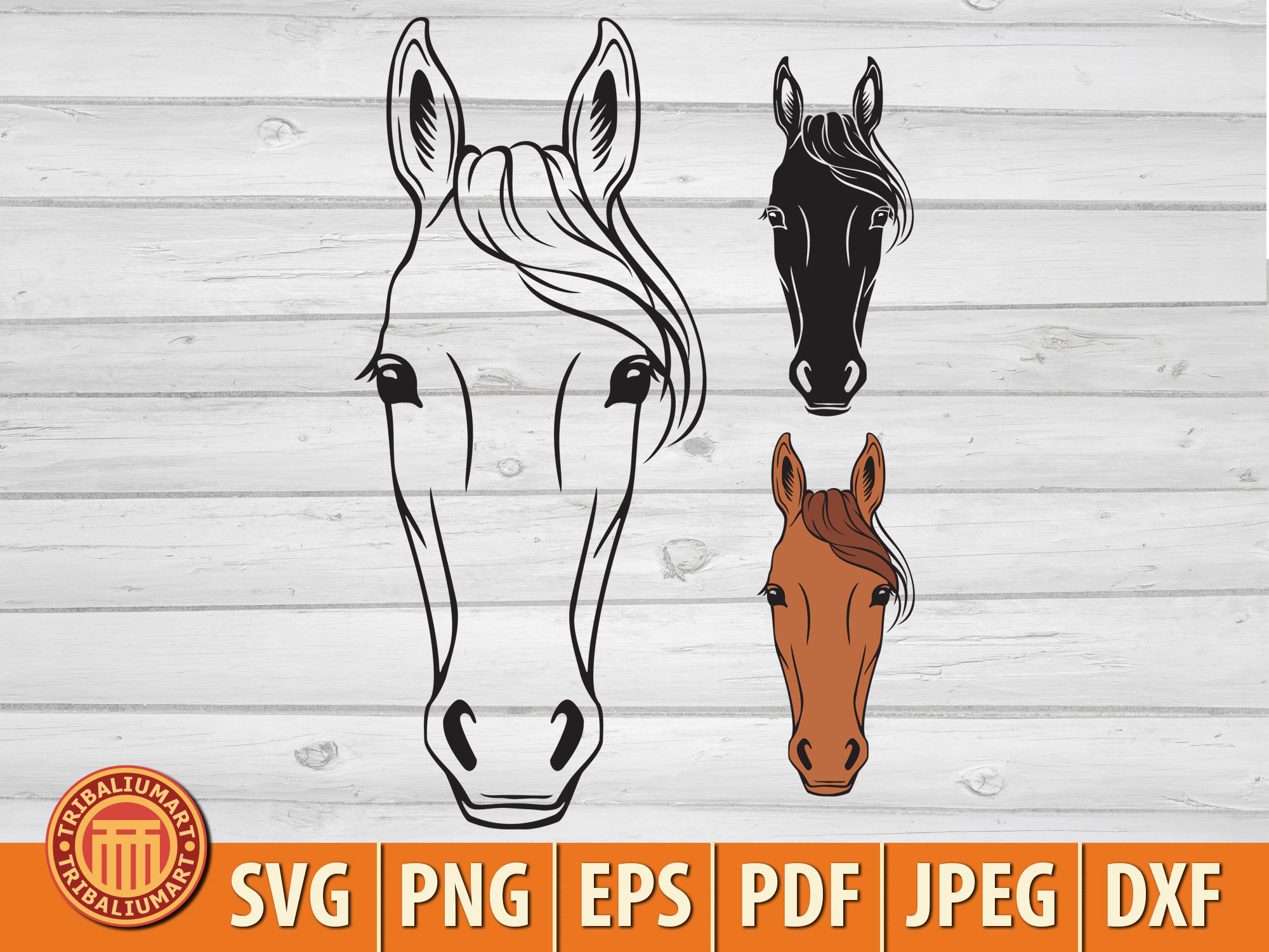 Horse Head. Cut Files for Cricut. Clip Art Silhouettes (eps, Svg, Pdf ...