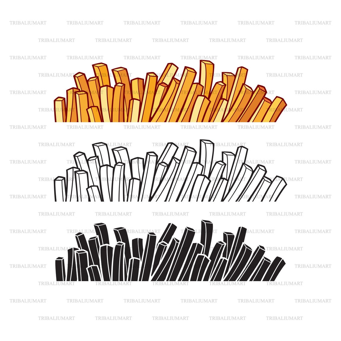 French fries. Cut files for Cricut. Clip Art silhouettes eps | Etsy