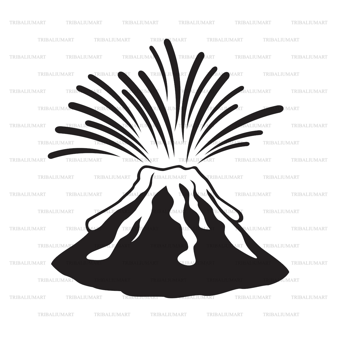 Volcano Mountain Top Exploding. Cut Files for Cricut. Clip Art (eps ...