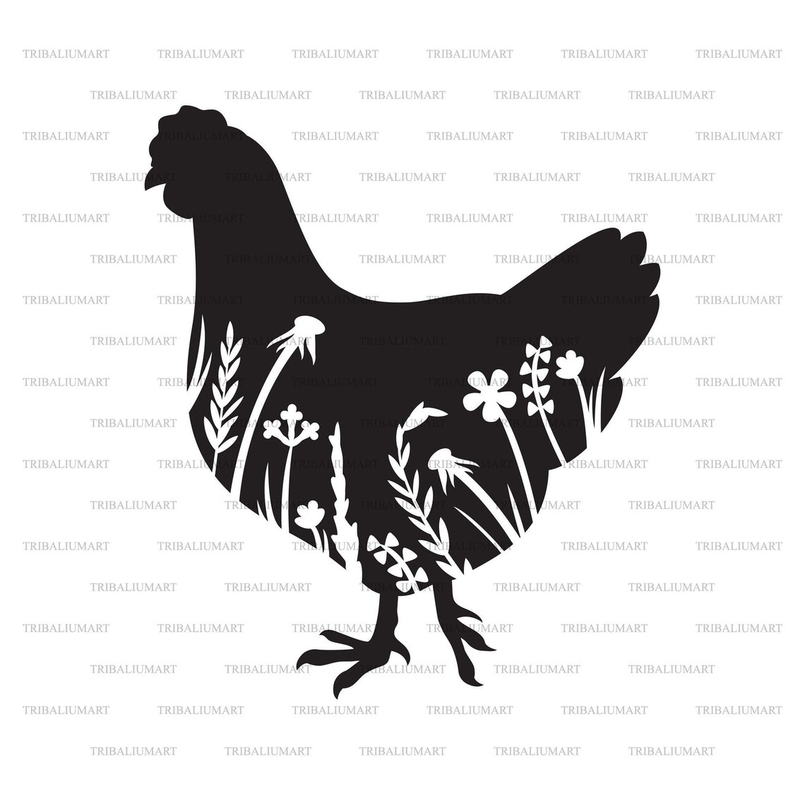 Floral Chicken. Cut Files for Cricut. Clip Art Silhouettes - Etsy