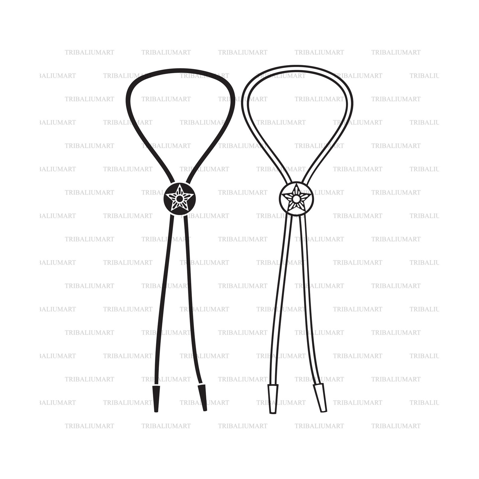 Bolo Neck Tie. Cut files for Cricut. Clip Art silhouette eps | Etsy