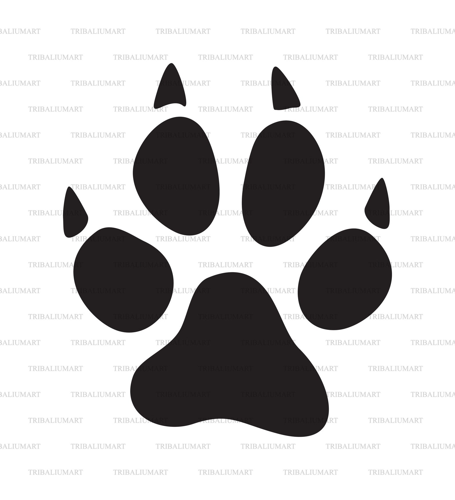 Cat Paw Print. Cut Files for Cricut. Clip Art Silhouettes (eps, Svg ...