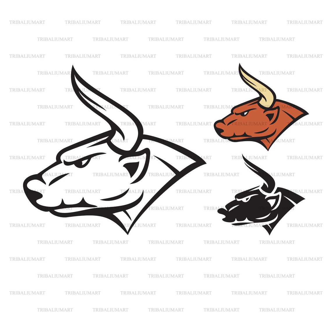 Bull Head. Cut Files for Cricut. Clip Art Silhouettes eps - Etsy