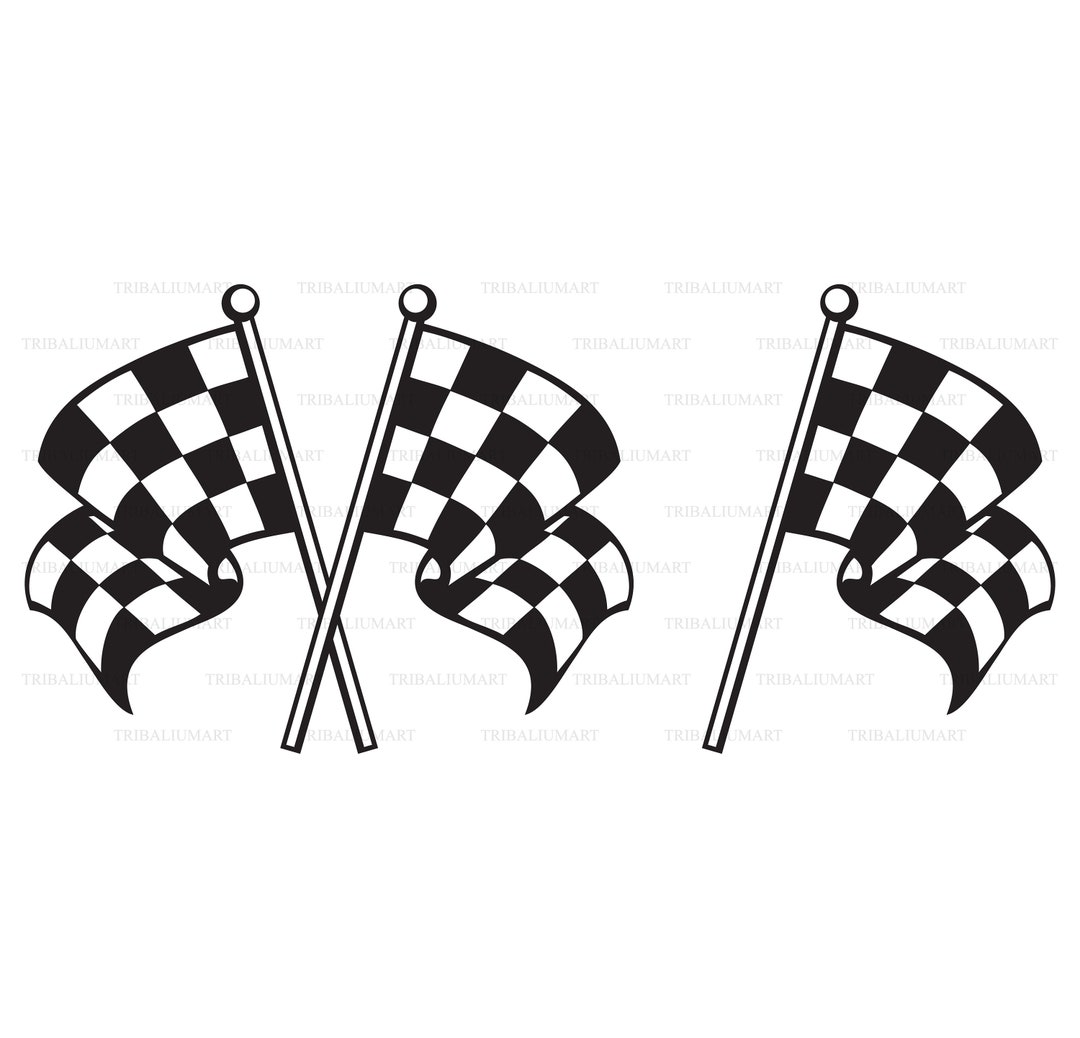 Racing Checkered Flags. Cut Files for Cricut. Clip Art Silhouettes (eps ...