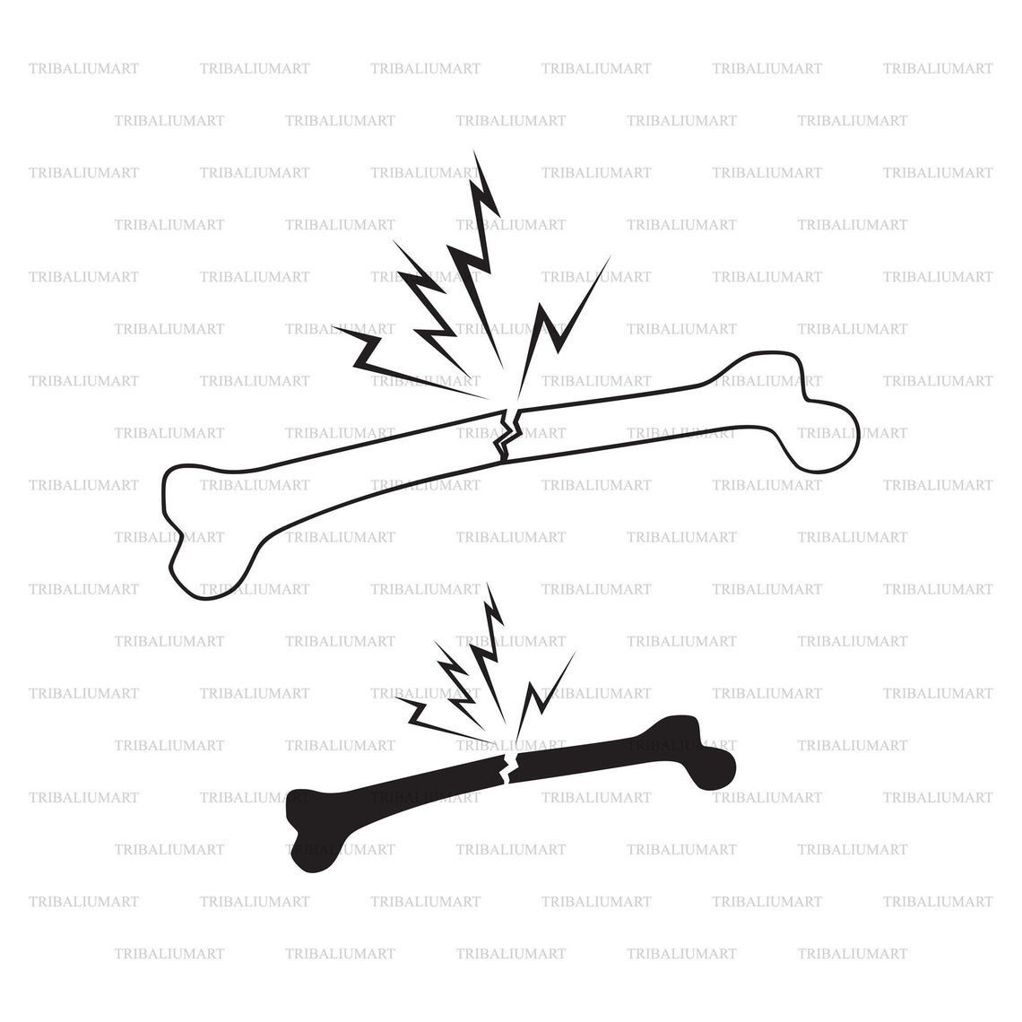 Femur or Thigh Bone broken Human Bone. Cut Files for Cricut. | Etsy