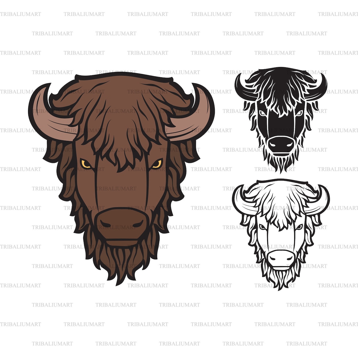 Bison Head. Cut Files for Cricut. Clip Art Silhouette eps | Etsy