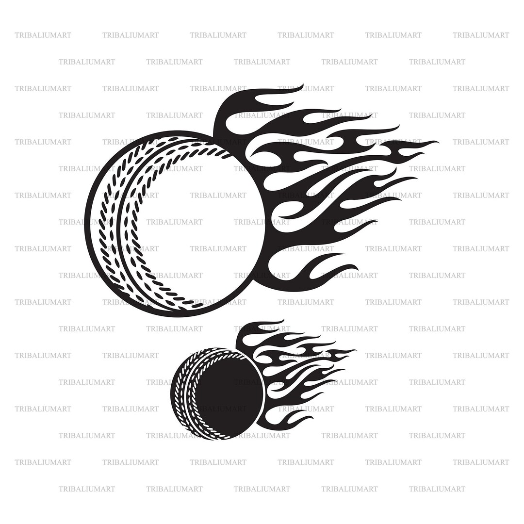 Flaming Cricket Ball. Cut Files for Cricut. Clip Art (eps, Svg, Pdf ...