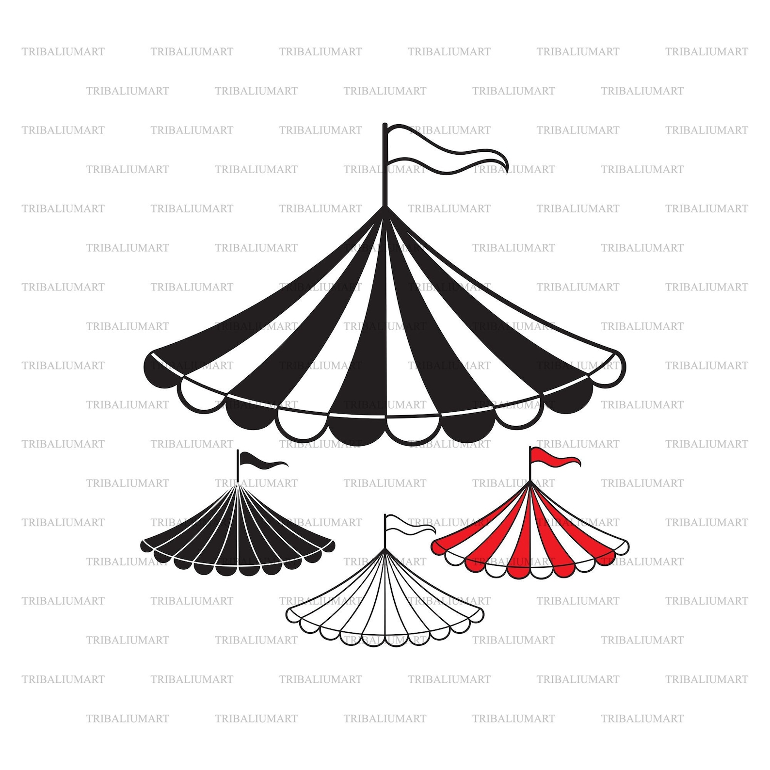 Circus Tent. Cut Files for Cricut. Clip Art Silhouette (eps, Svg, Pdf ...