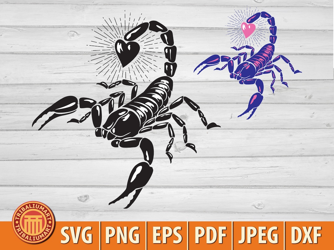 Scorpion With Heart. Cut Files for Cricut. Clip Art Silhouette (eps ...