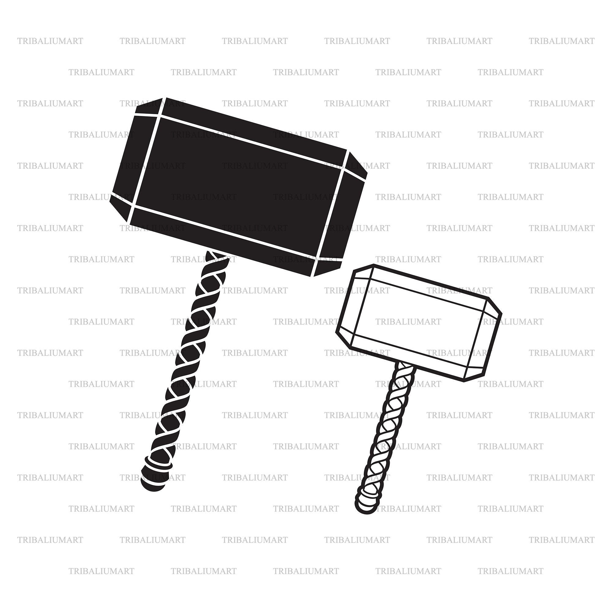 Thor hammer. Cut files for Cricut. Clip Art silhouettes eps | Etsy