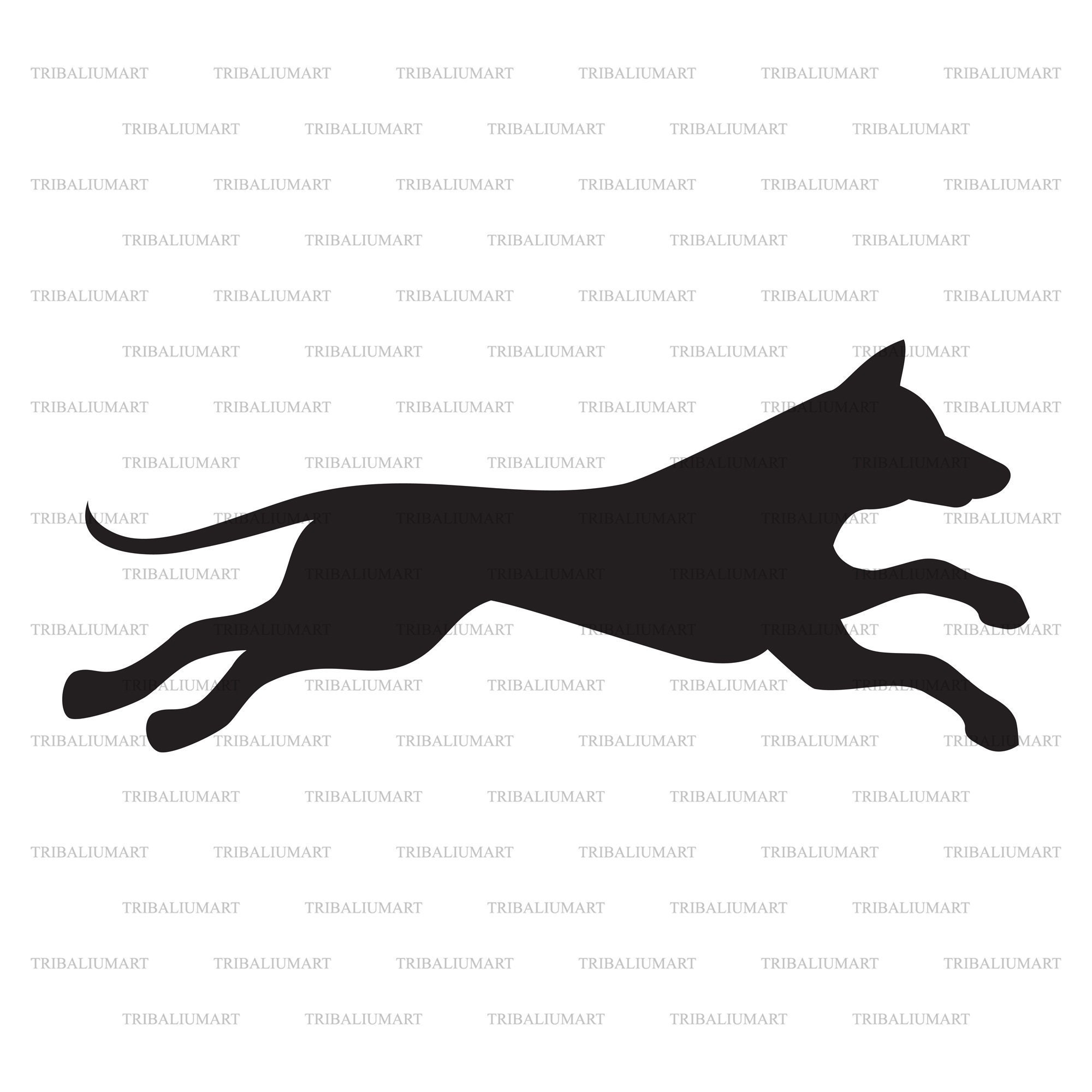 Dog Running or Jumping. Cut Files for Cricut. Clip Art Silhouettes (eps ...