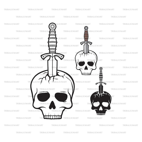 Skull With Dagger Knife. Cut Files for Cricut. Clip Art | Etsy