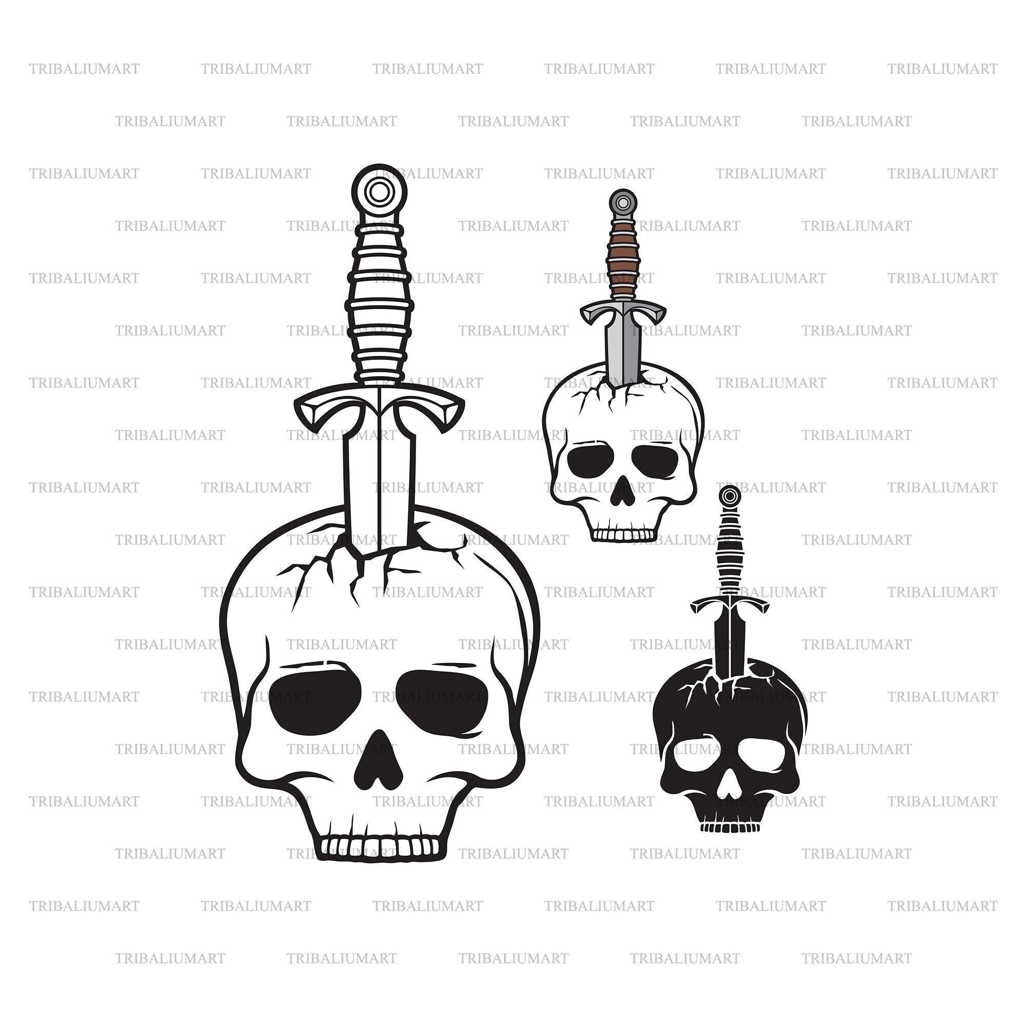 Dagger Skull Tattoo Designs