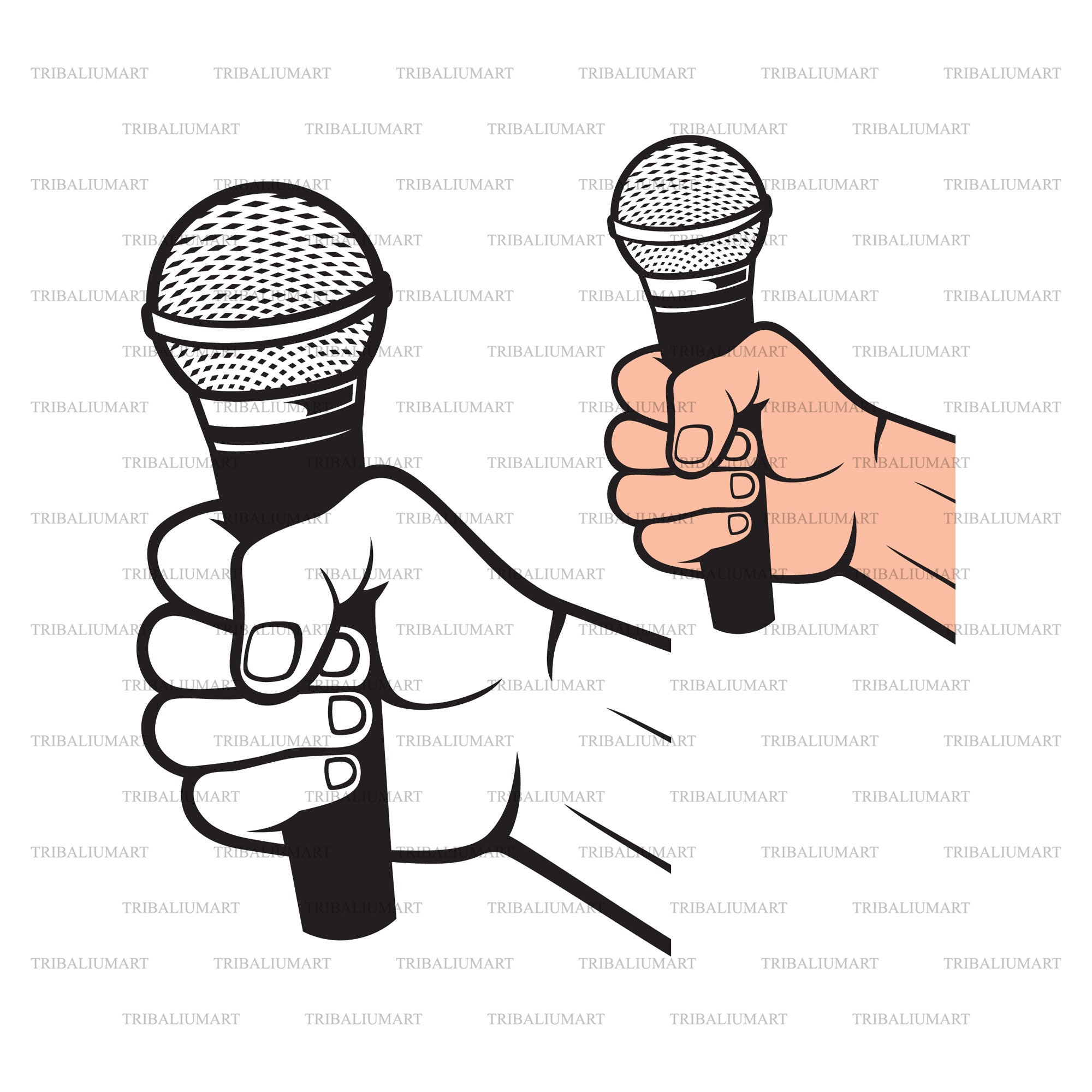 Hand holding a microphone. Cut files for Cricut Clip Art | Etsy