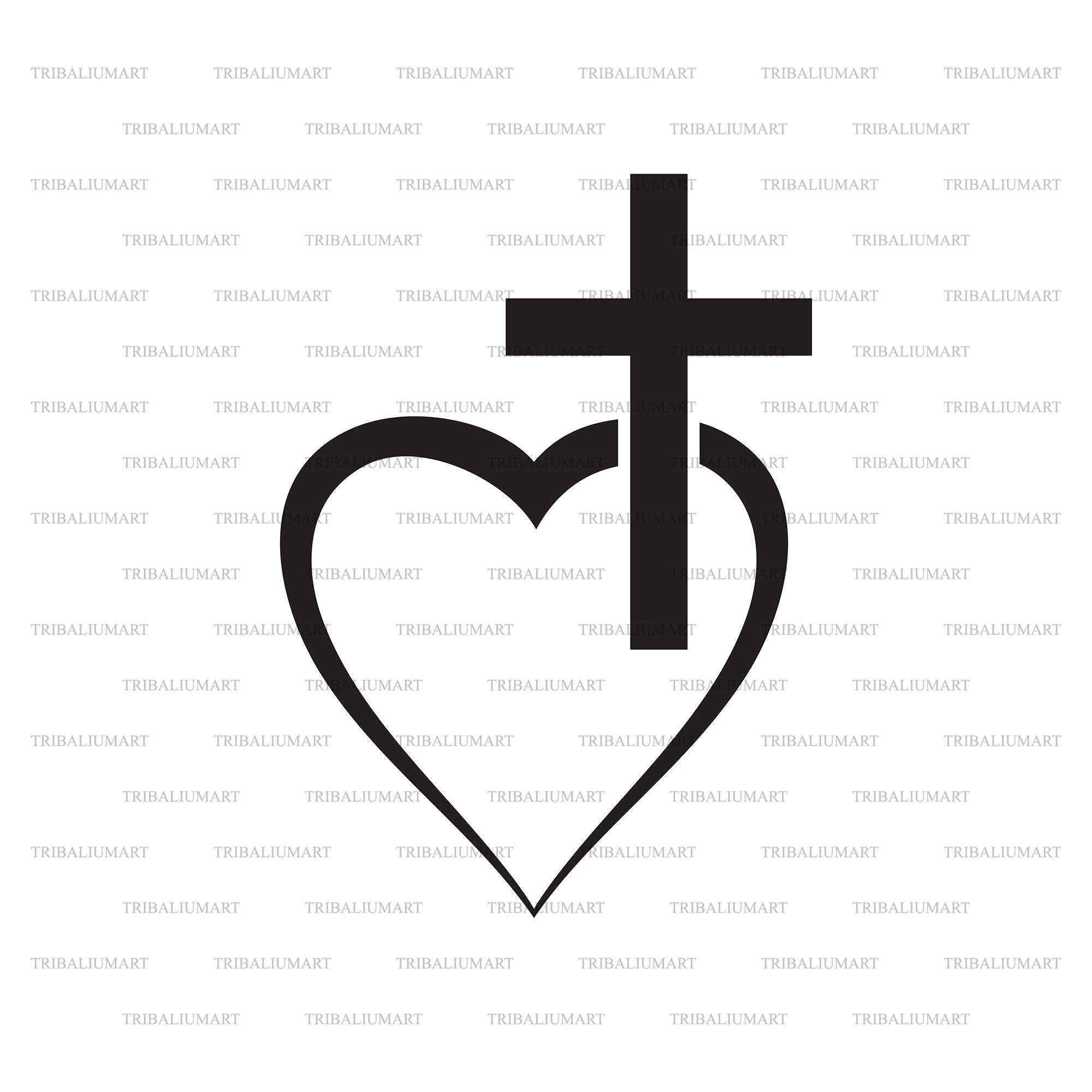 Corazón Con Cruz Clip Art 1 Calcomanía A Elección Cruz Fé Corazón