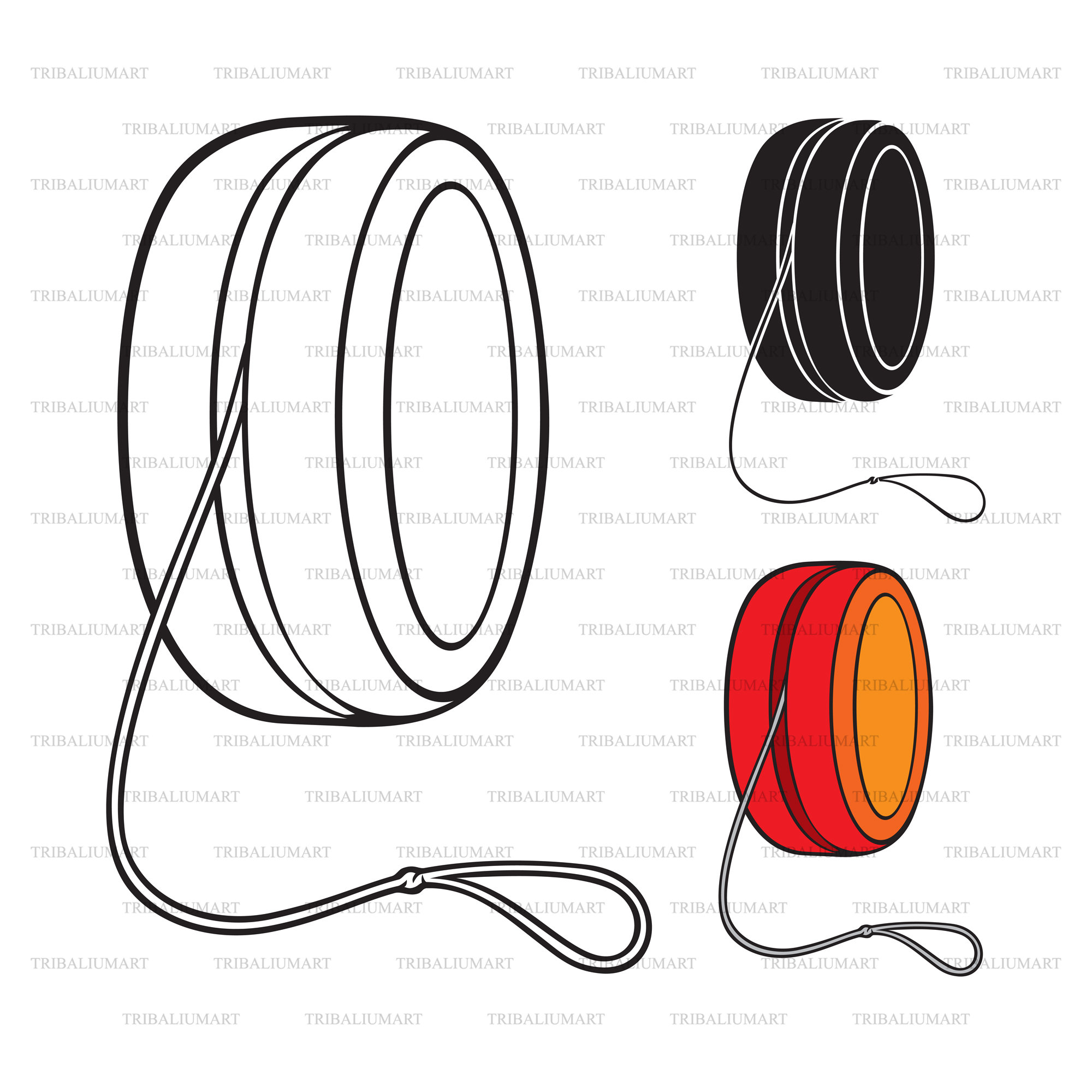 Yo-yo Toy (yoyo). Cut Files for Cricut. Clip Art Silhouettes (eps, Svg ...