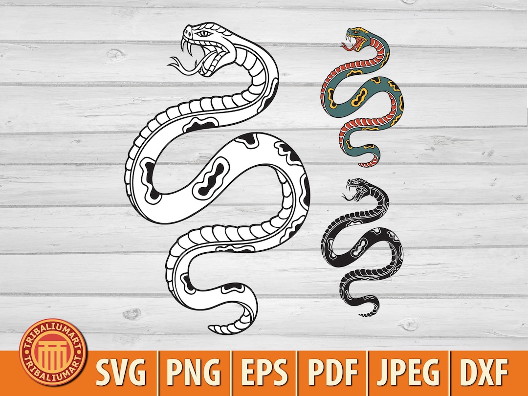 Old School Tattoo Snake. Cut File for Cricut. Clip Art Silhouette (eps ...