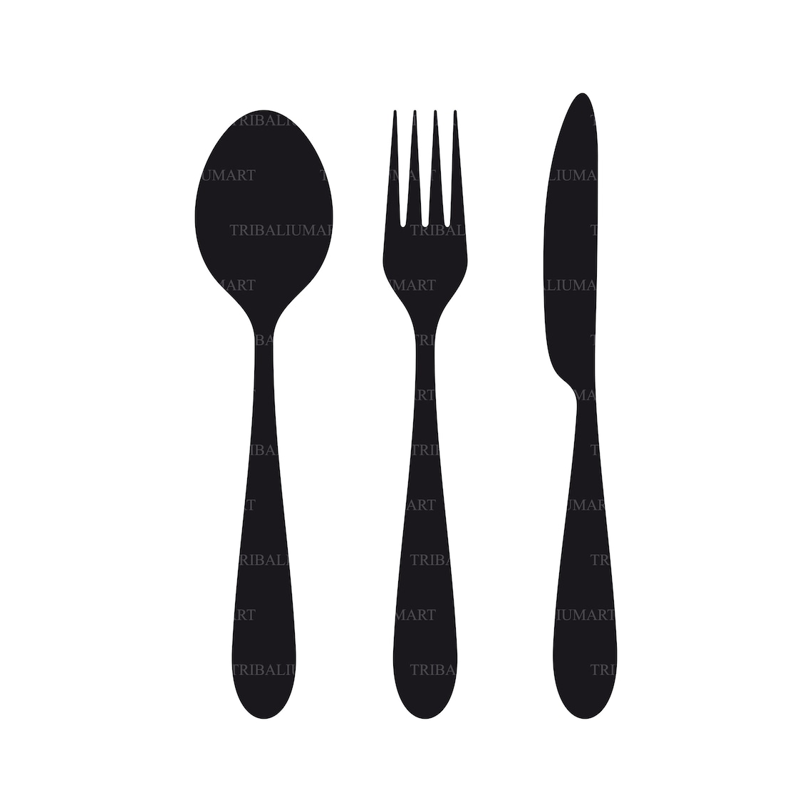 Knife, Fork and Spoon Set. Cut Files for Cricut. Clip Art Silhouettes ...