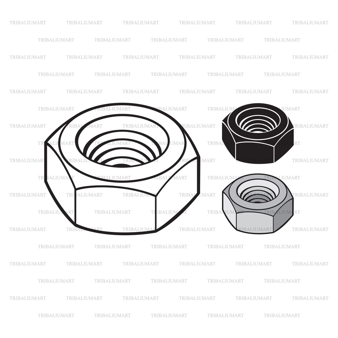 Metal Nut. Cut Files for Cricut. Clip Art Silhouettes eps - Etsy