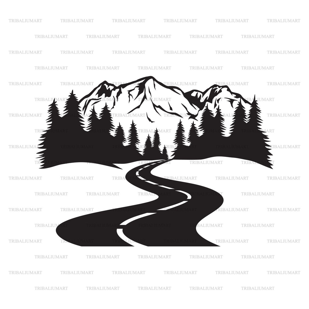 Highway in Mountains (forest Road). Cut Files for Cricut. Clip Art ...