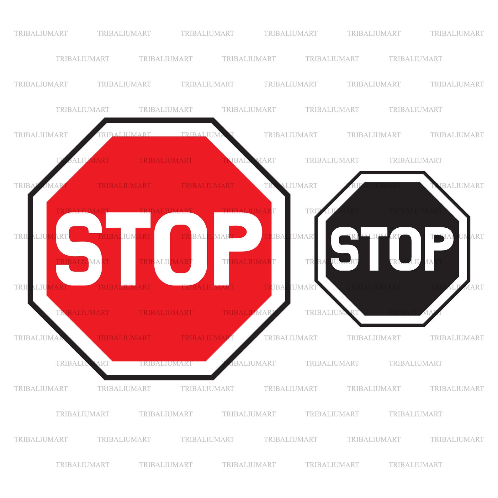 Stop Sign. Cut Files for Cricut, Clip Art Silhouettes (eps, Svg, Pdf ...