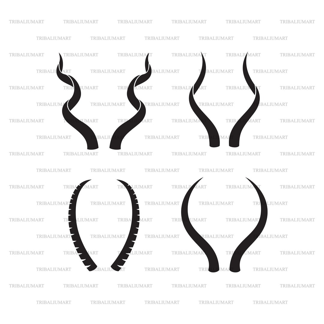Antelope or Gazelle Horns. Cut Files for Cricut. Clip Art Silhouettes ...