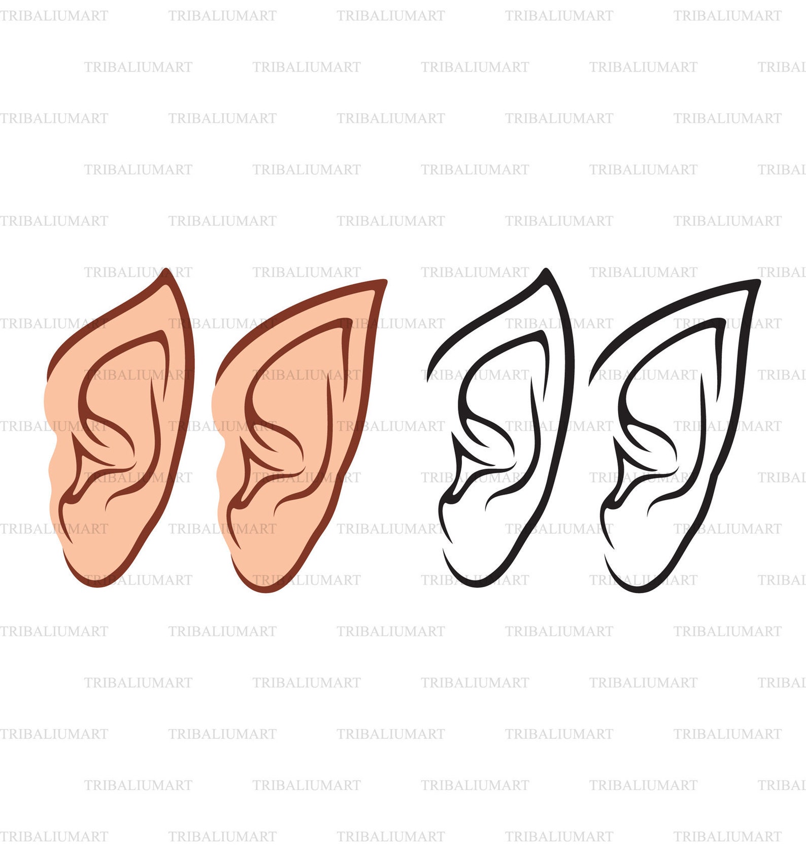 Elf Ears. Cut Files for Cricut. Clip Art (eps, Svg, Pdf, Png, Dxf, Jpeg ...